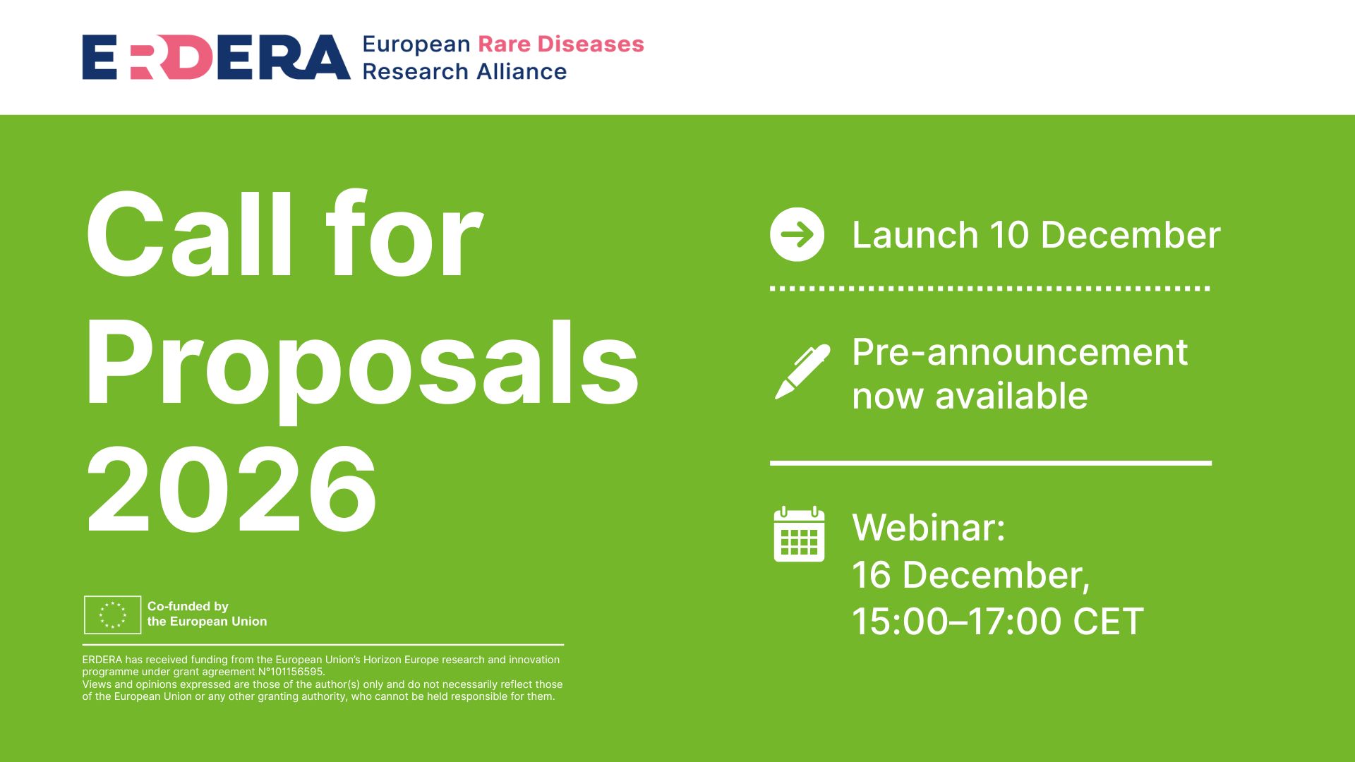 ERDERA pre announces 2026 Call for Proposals on resolving unsolved rare ...